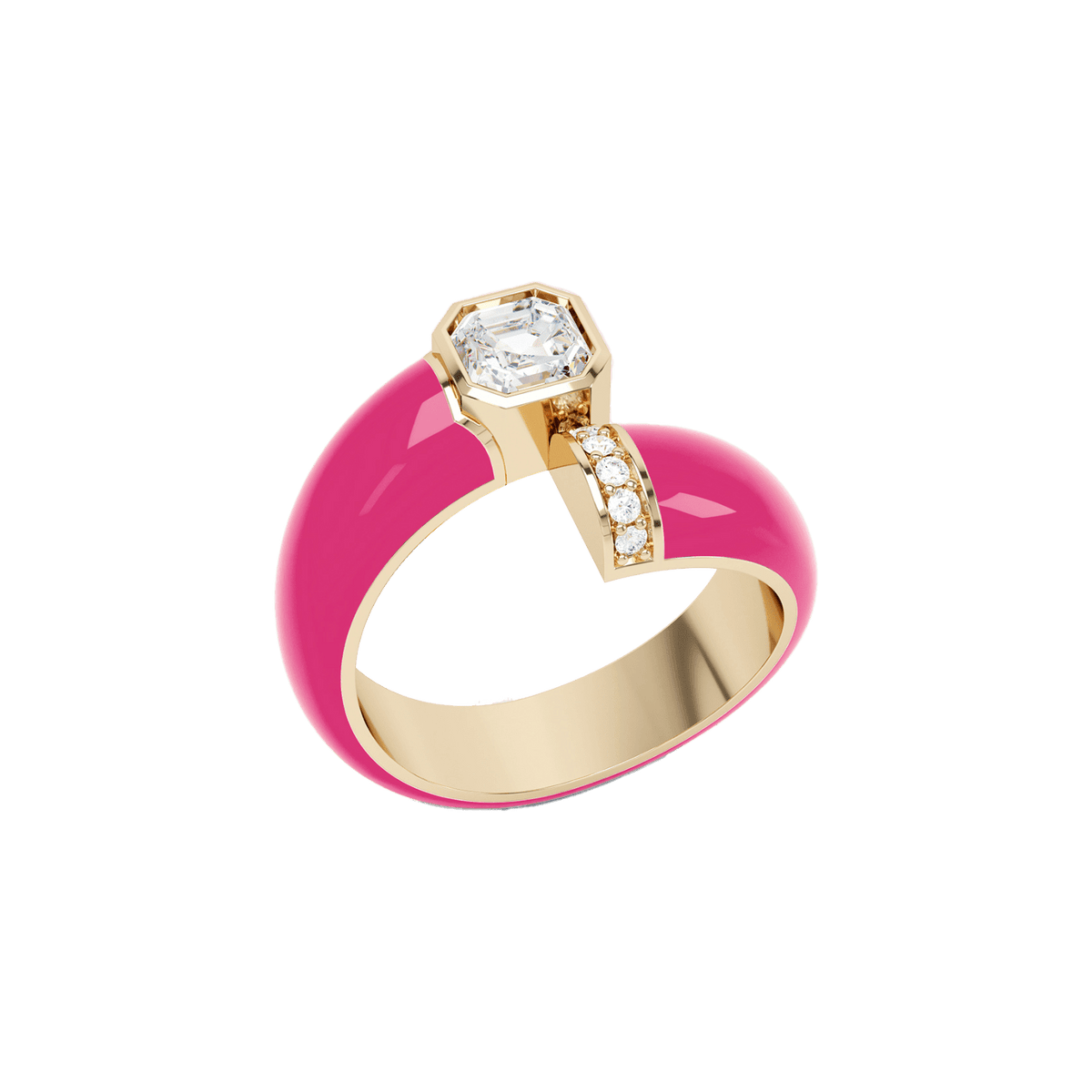 Toi et Moi Pink Enamel Asscher Diamond Ring – The Future Rocks